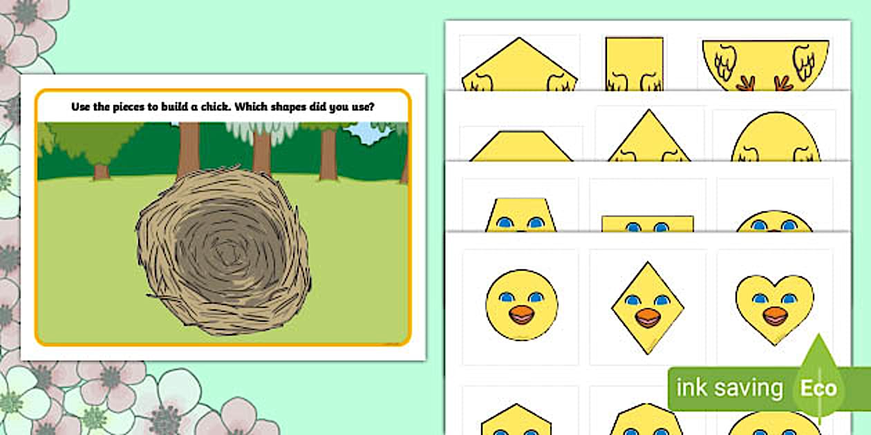 Build a Spring Chick 2D Shape Activity (teacher made)