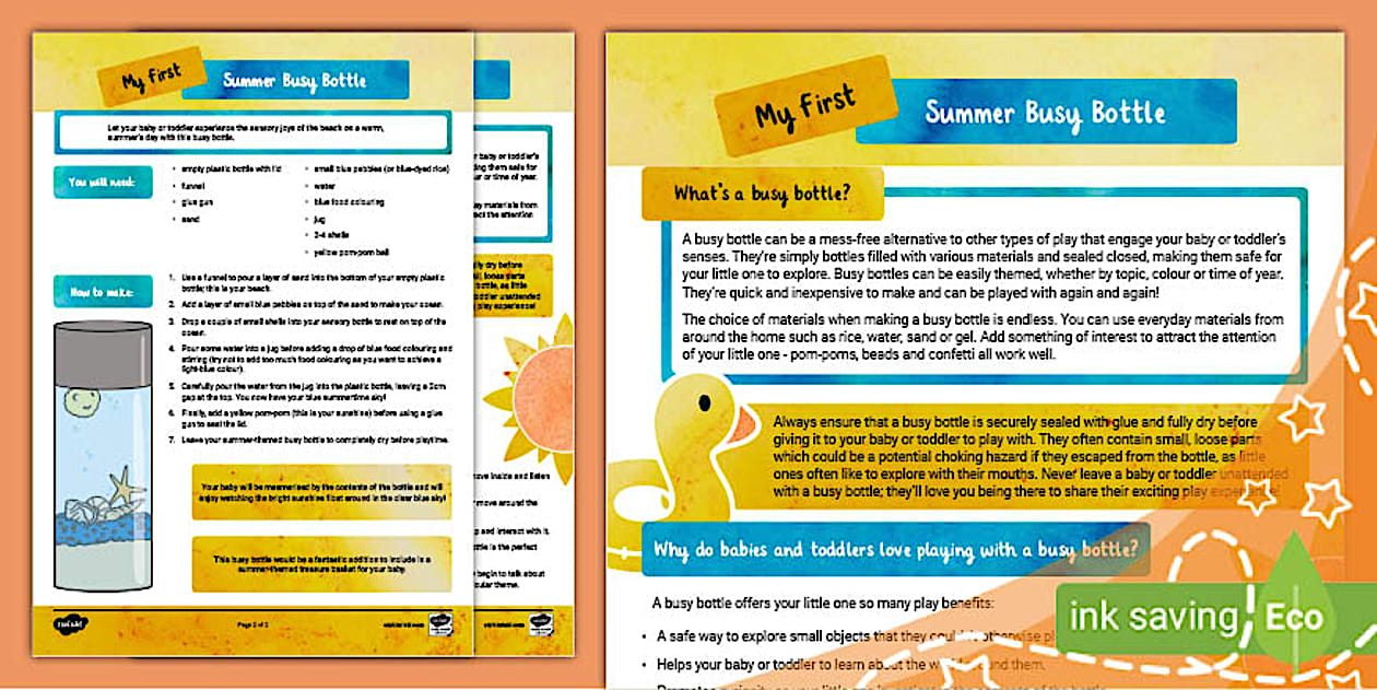 FREE! - My First Summer Busy Bottle (Teacher-Made) - Twinkl