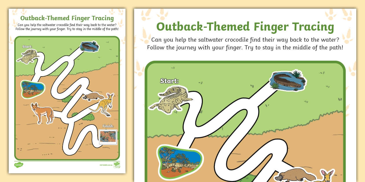 Outback-Themed Finger Tracing Activity - Twinkl