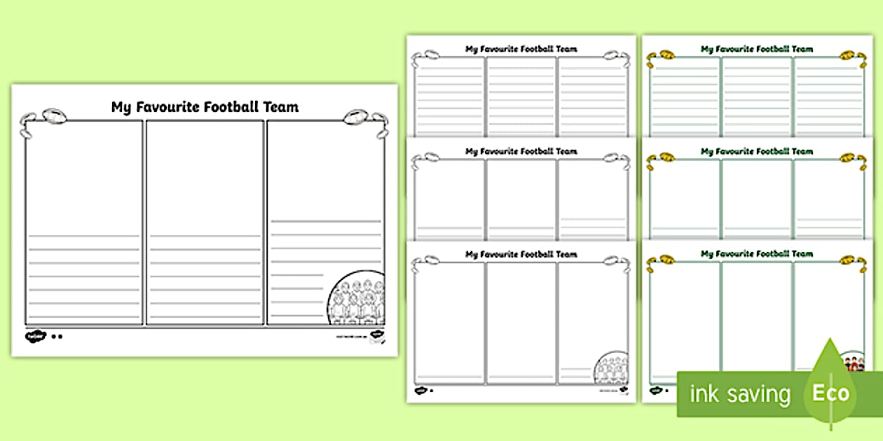 QLD My Favourite Football Team Writing Frame Worksheet