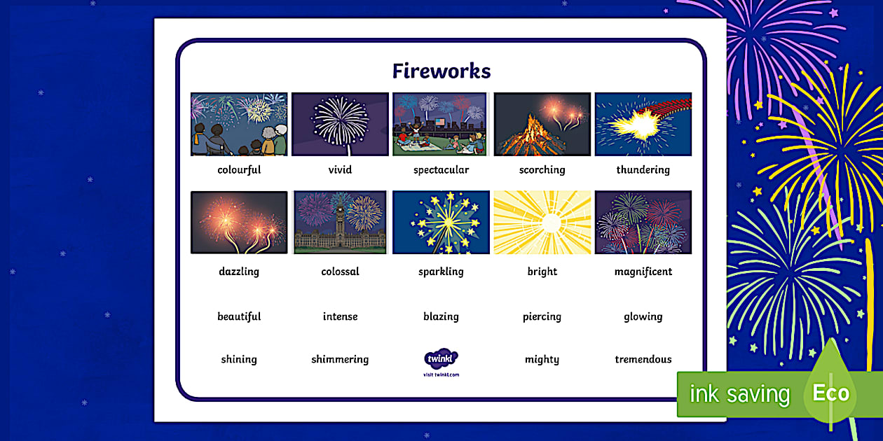 Fireworks Word Mat (teacher made) - Twinkl