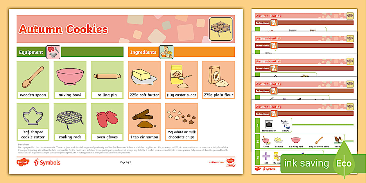 Twinkl Symbols: Autumn Cookie Recipe (teacher made) - Twinkl
