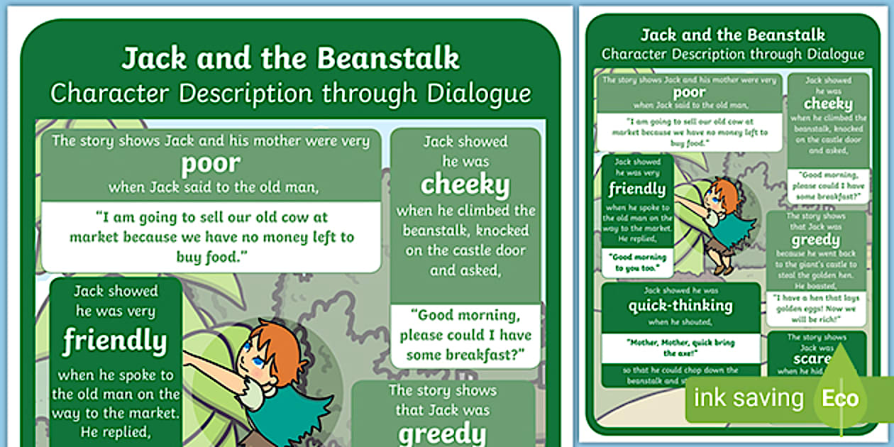 KS1 Character Description through Dialogue Poster: Jack and the Beanstalk