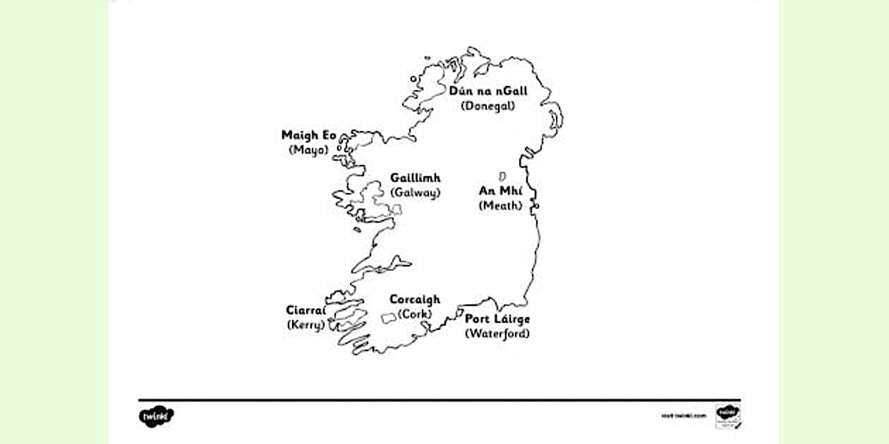 Gaeltacht Areas Map Ireland Colouring Sheet (Teacher-Made)