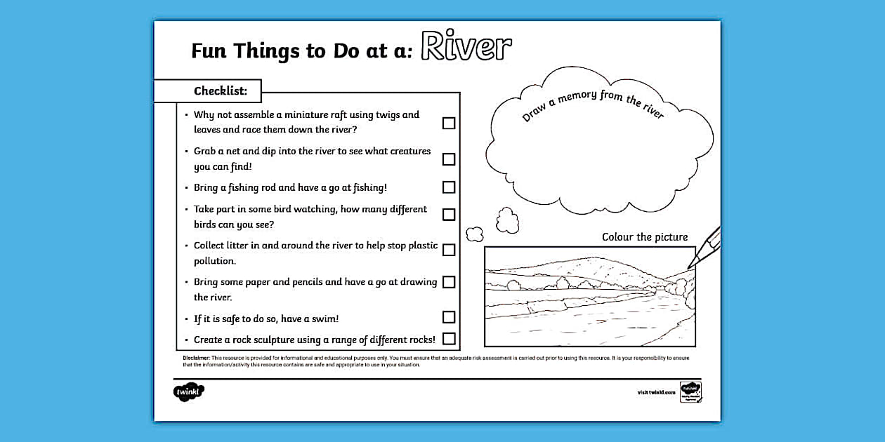 Fun Things to Do at a River Checklist Activity - Twinkl