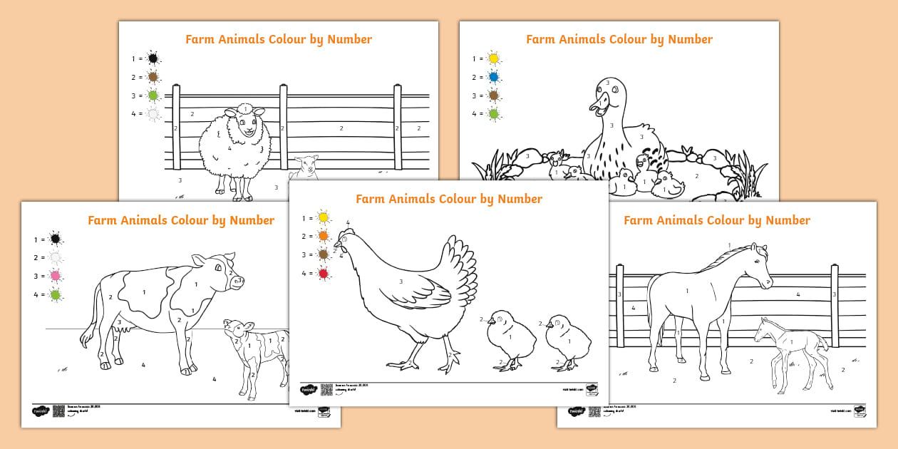 Farm Animals Worksheet for EYFS | Colour by Number Activity