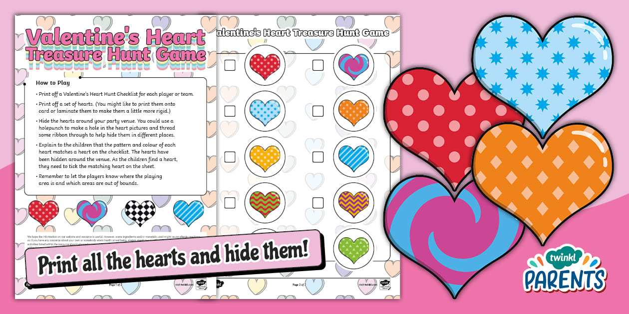 Valentine's Heart Treasure Hunt Game