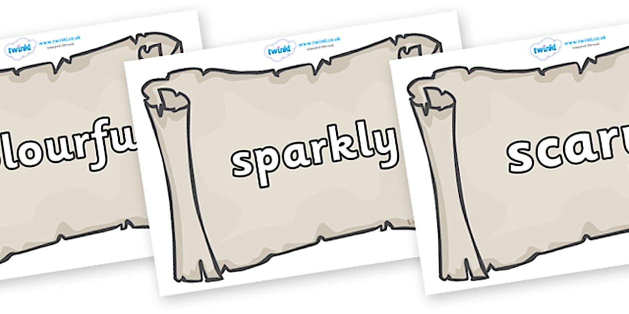 Wow Words on Scrolls (teacher made) - Twinkl