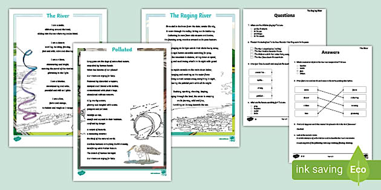 River Poems KS2 - Reading Comprehension Activity - Twinkl