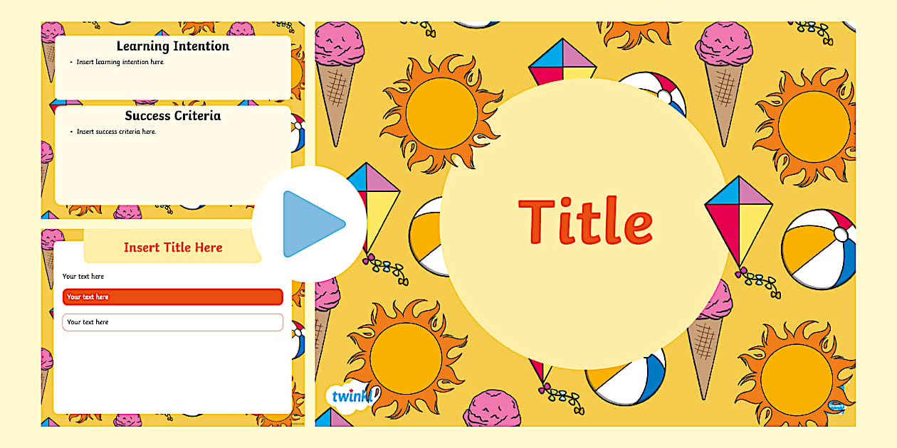 Summer Colours Blank Template PowerPoint (teacher made)