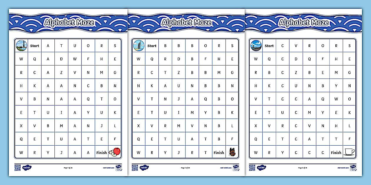 Alphabet Mazes - Uppercase Letters (teacher made) - Twinkl