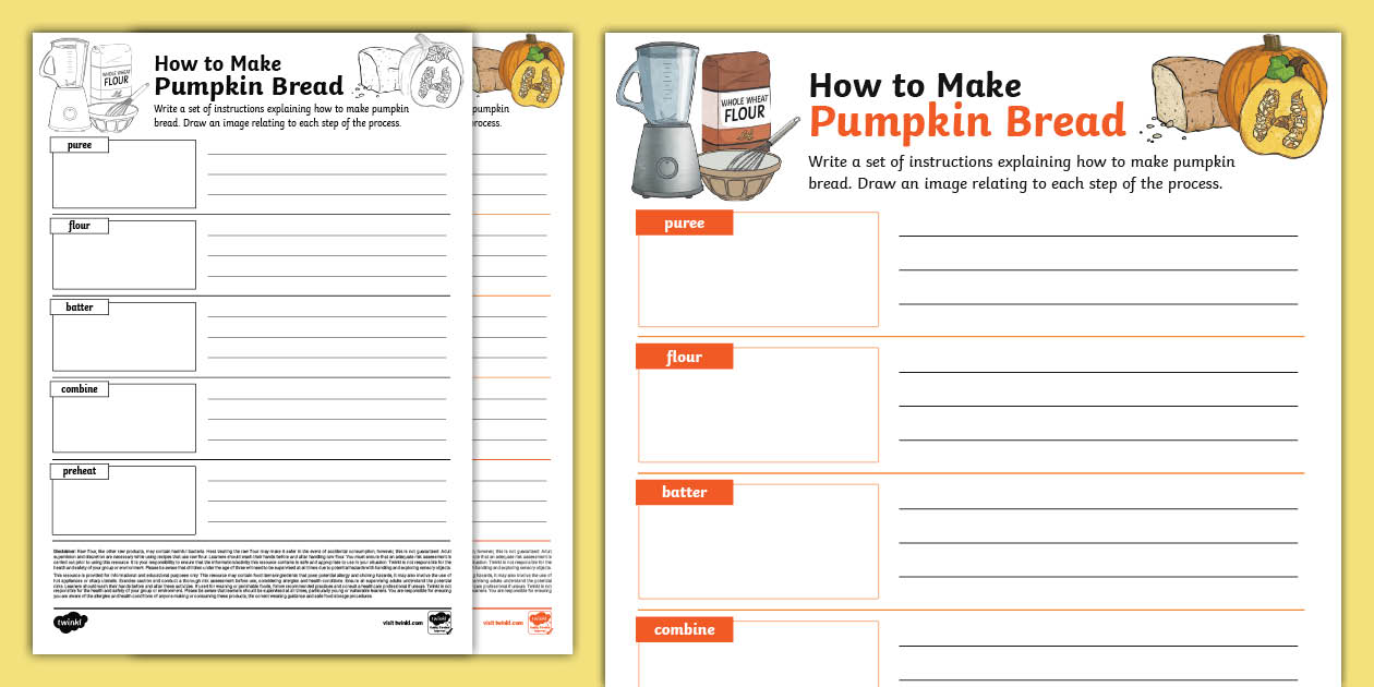 How to Make Pumpkin Bread Instructional Writing Frame