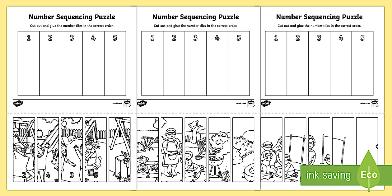 End of Year Themed Number Sequencing Puzzles (teacher made)