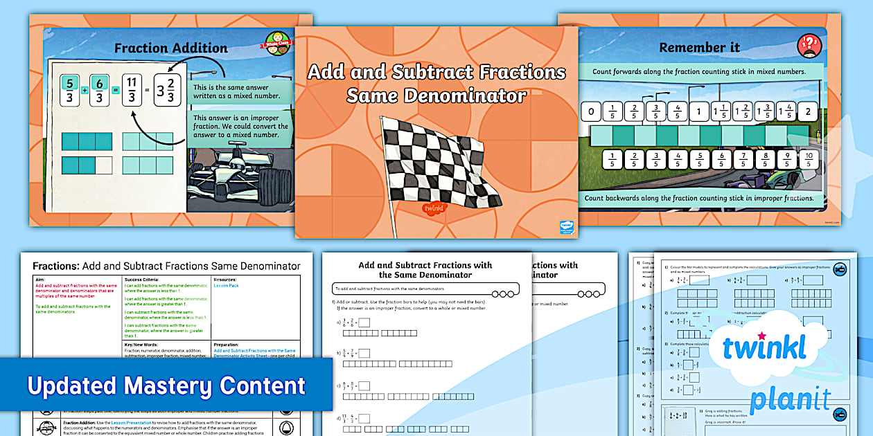 👉 Resources And Lesson Plans Adding And Subtracting Fractions