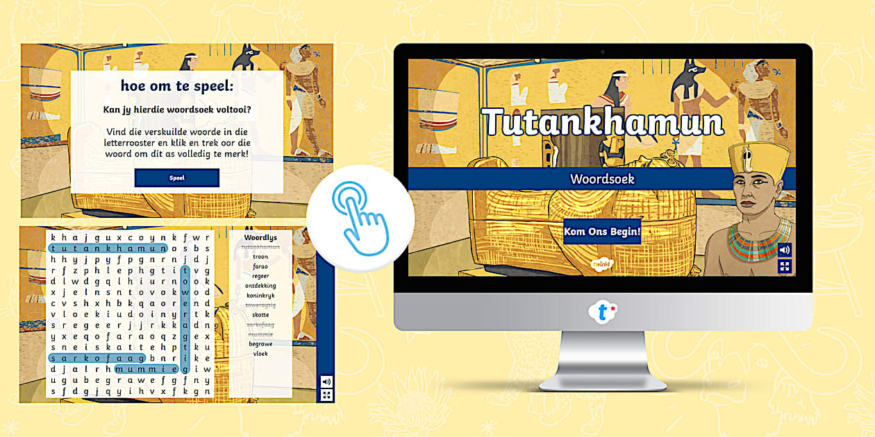Tutankhamun Interaktiewe Woordsoek (teacher made) - Twinkl