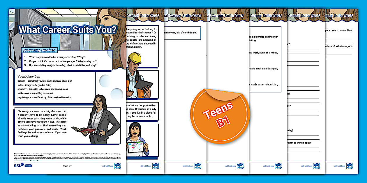 ESL Career Quiz for Teens (teacher made) - Twinkl