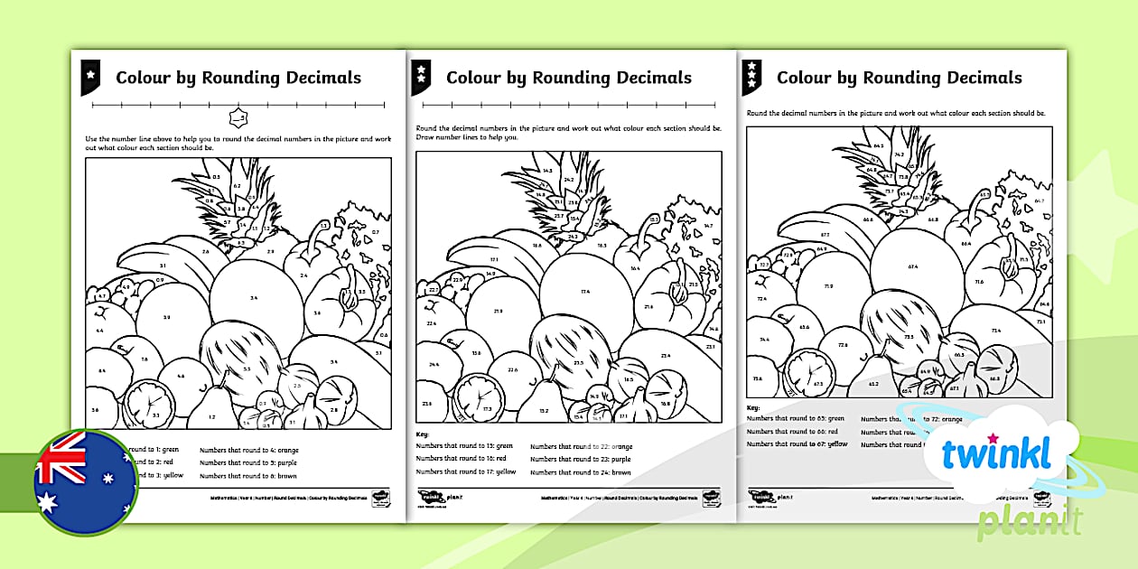 Yr 4 Number: Colour by Rounding Decimals Home Learning Tasks