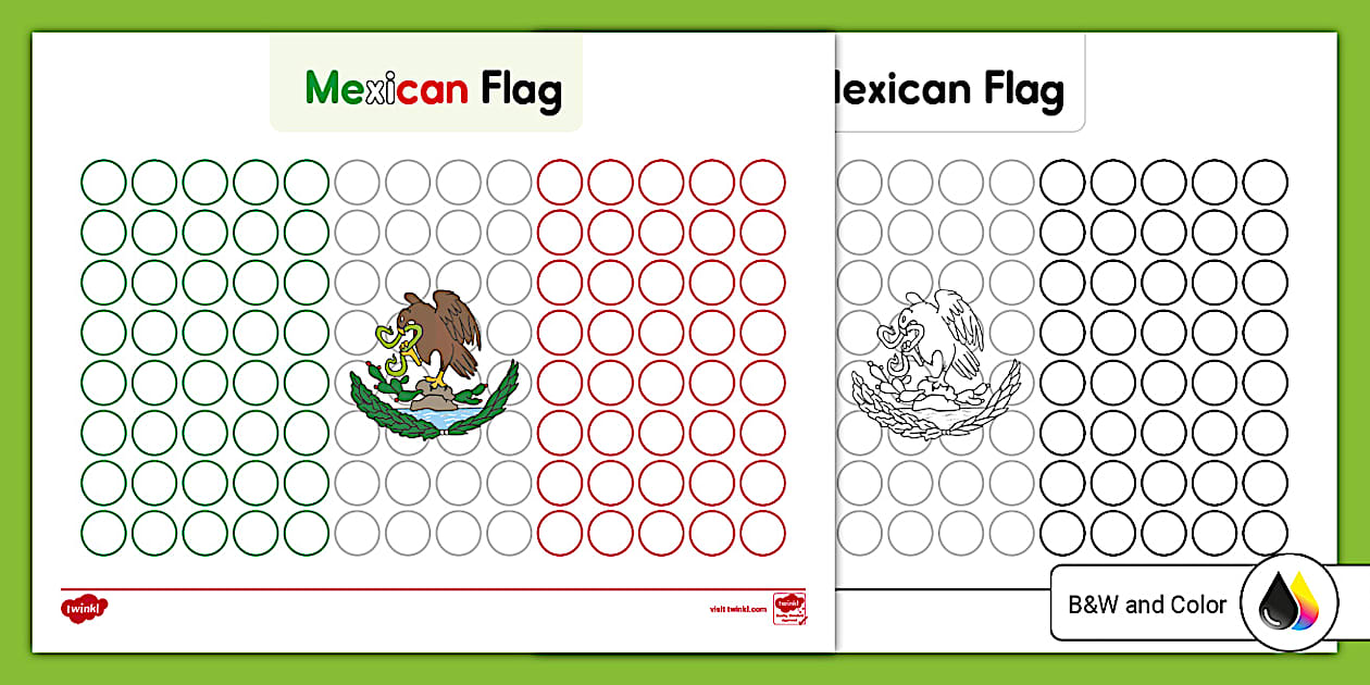 Mexico Flag Dot Marker Craft (teacher made) - Twinkl
