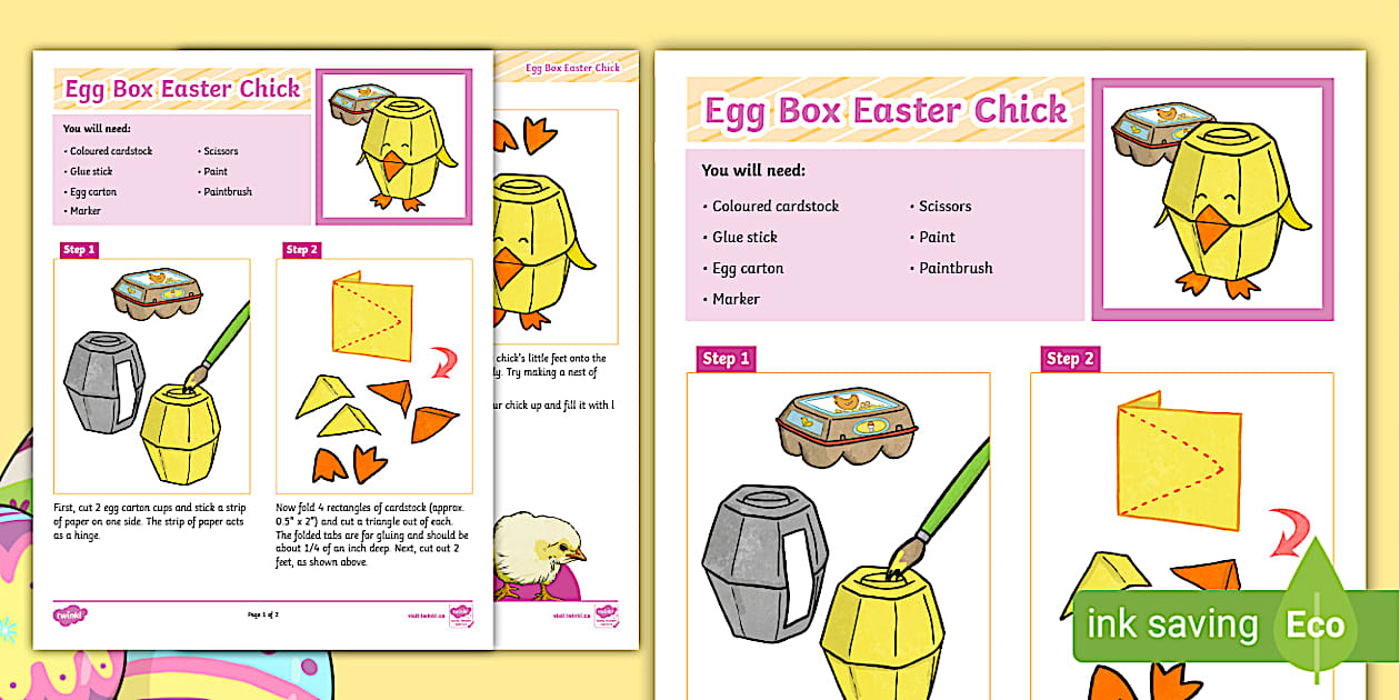 Easter Chick Egg Carton Craft Instructions (teacher made)