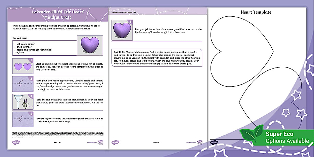 Lavender Heart Mindful Craft Activity | Parents Wellbeing