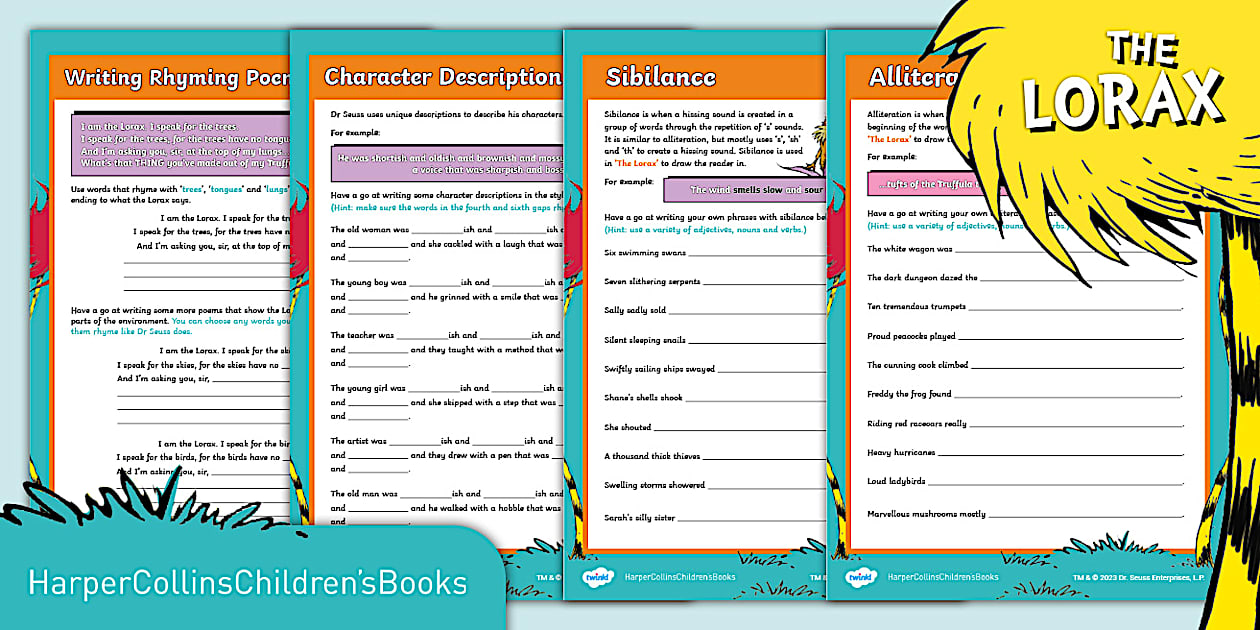 ‘The Lorax’ Creative Writing Worksheetsㅣ Writing Activities