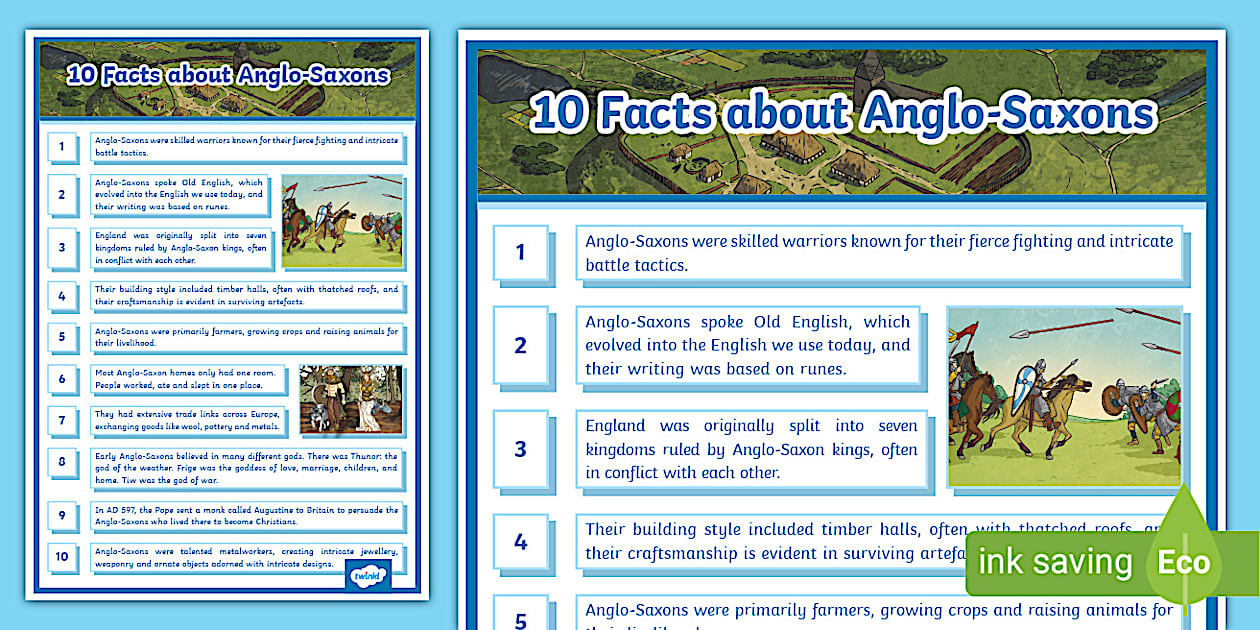 10 Facts about the Anglo-Saxons Display Poster - Twinkl