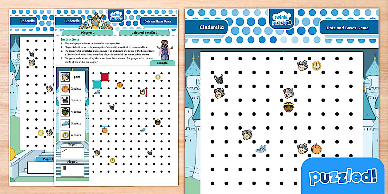 Cinderella Dots and Boxes Game | Twinkl Puzzled
