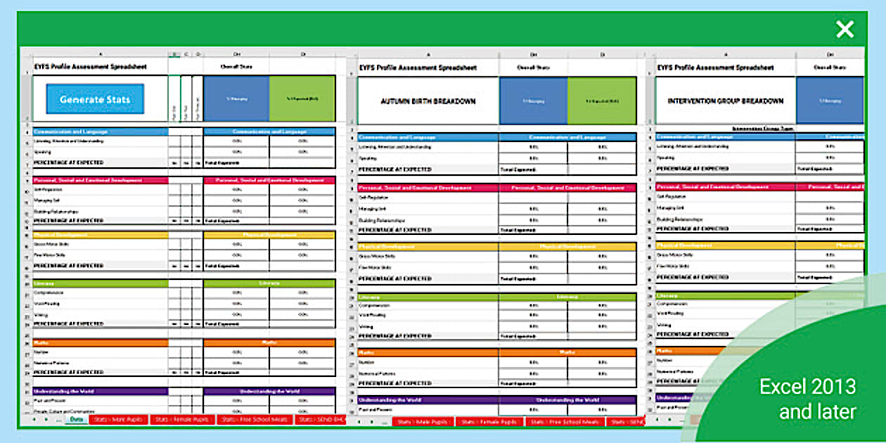 Kindergarten Profile Tracking Sheet | Assessment Spreadsheet