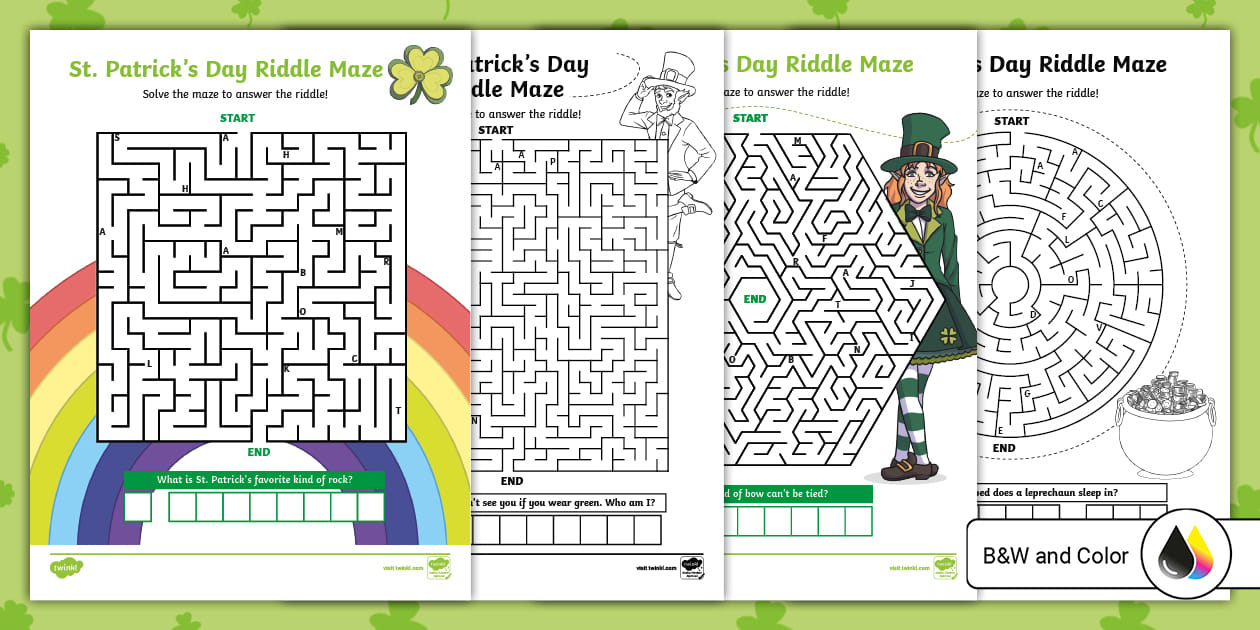 St. Patrick's Day Riddle Mazes (Lehrer gemacht) - Twinkl