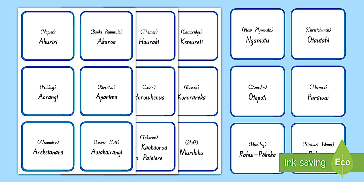 Te Reo Māori Place Names Flashcards