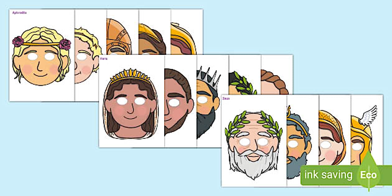 Greek Mythology Gods and Goddesses Role-Play Masks - Twinkl