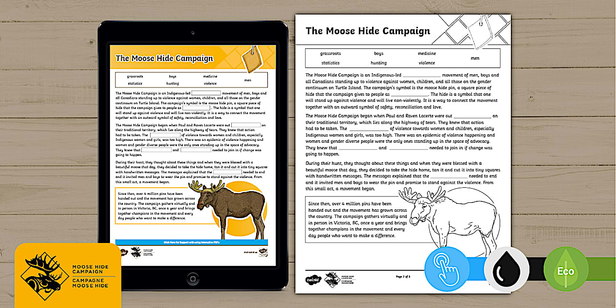 FREE! - The Moose Hide Campaign: Cloze Activity - Twinkl