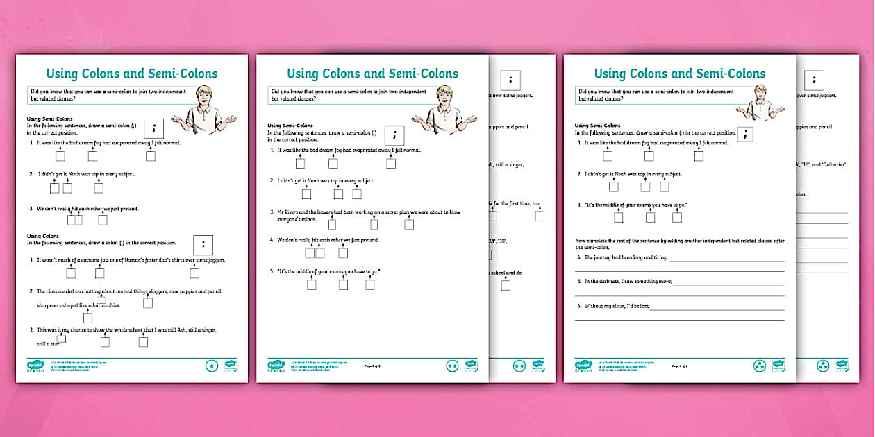 Colons and Semi-Colons KS2 | Differentiated Worksheets
