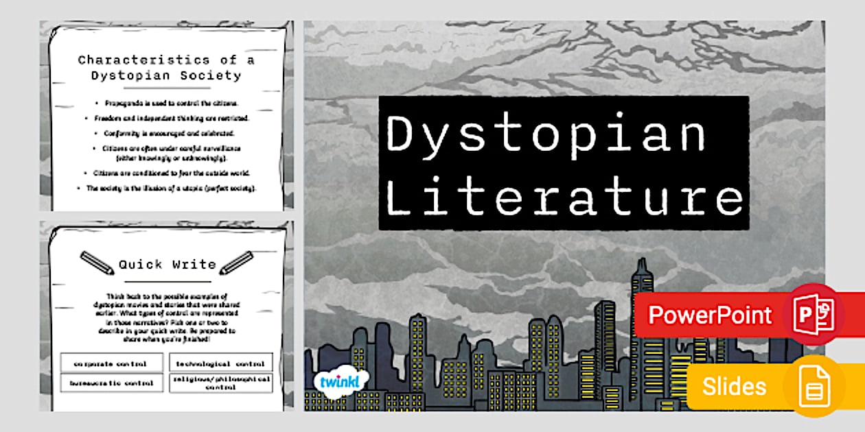 Seventh Grade Dystopian Literature PowerPoint & Google Slides