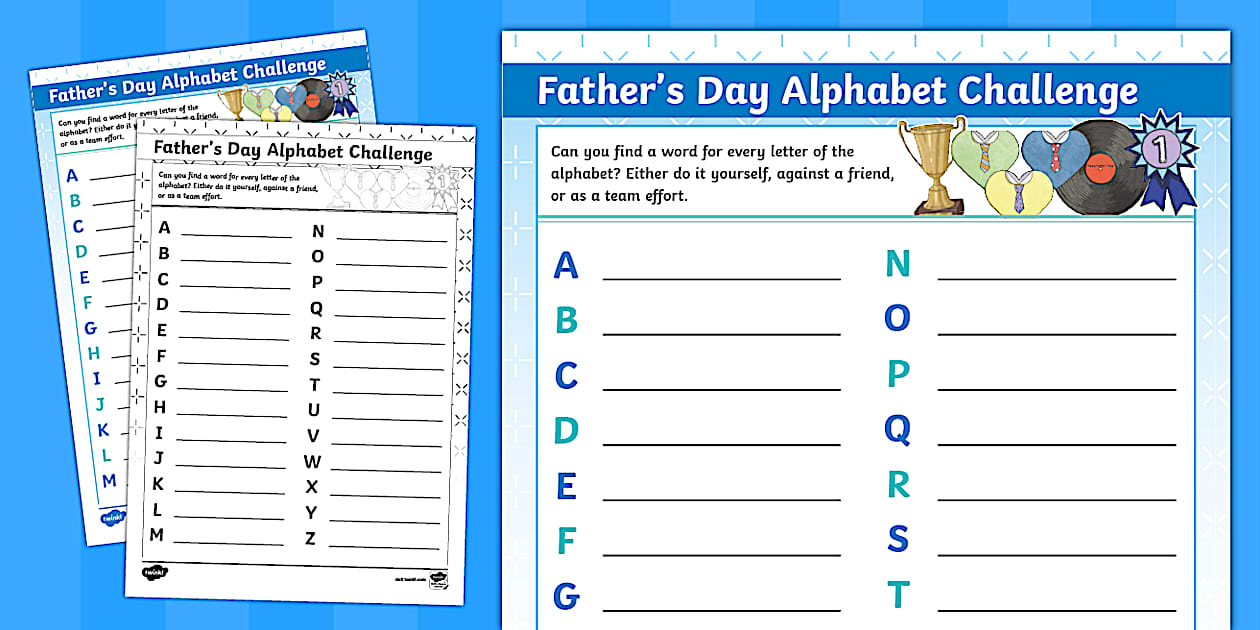 Father's Day Alphabet Challenge Worksheet (teacher made)
