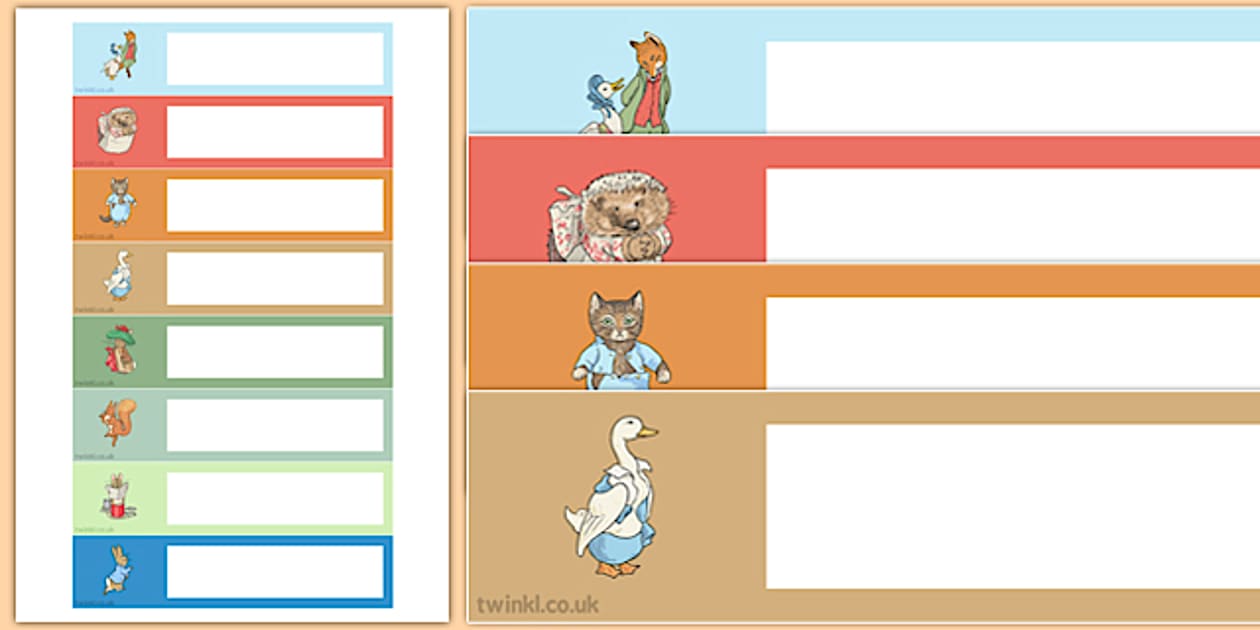 Beatrix Potter Themed Editable Gratnells Tray Labels