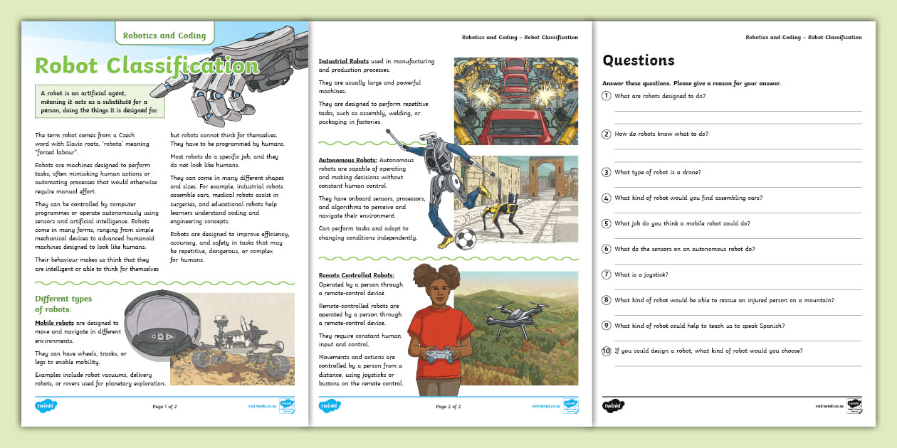 Robotics and Coding – Robot Classification - Twinkl