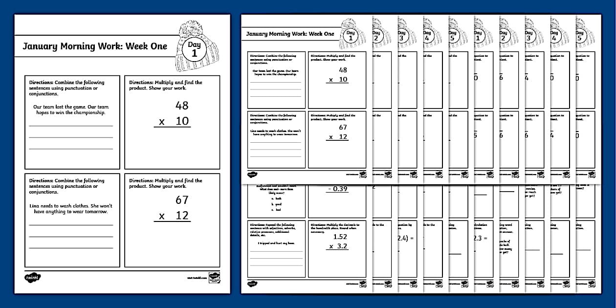Fifth Grade January Morning Work Bundle (teacher made)