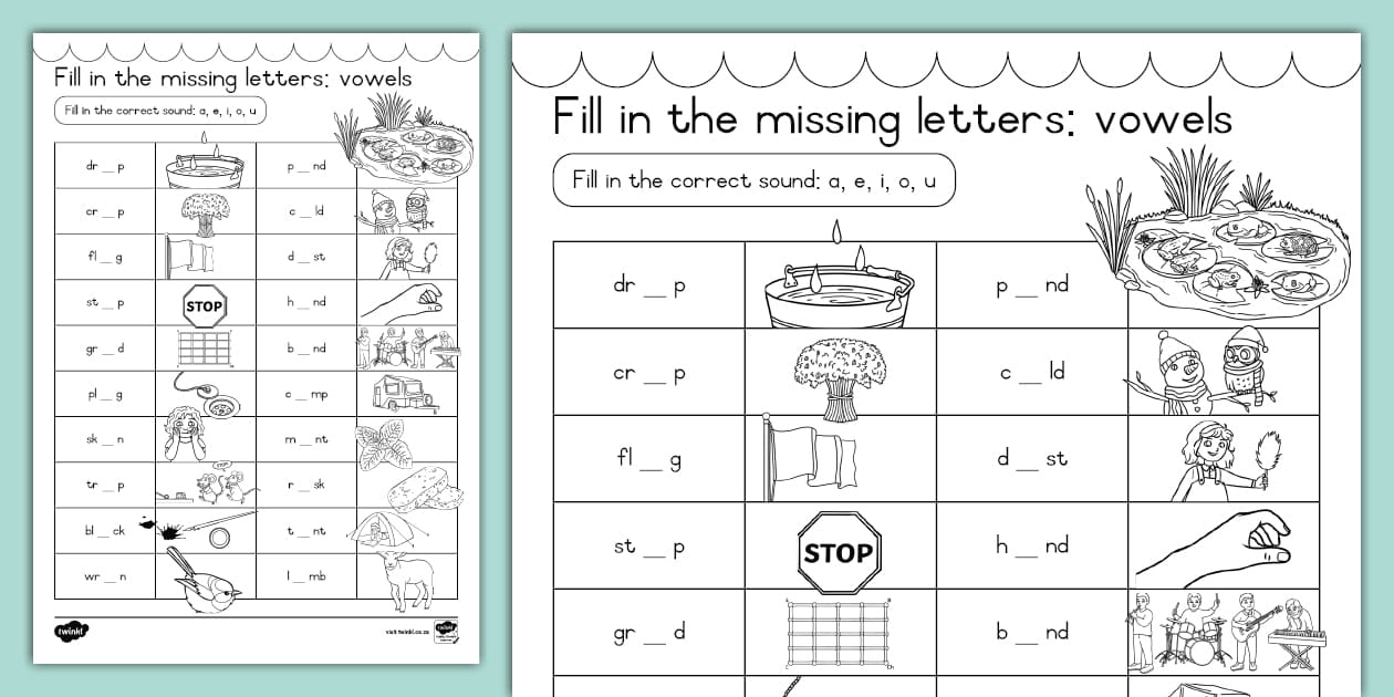 Fill in the Missing Letter - Short Vowels 2 - Twinkl