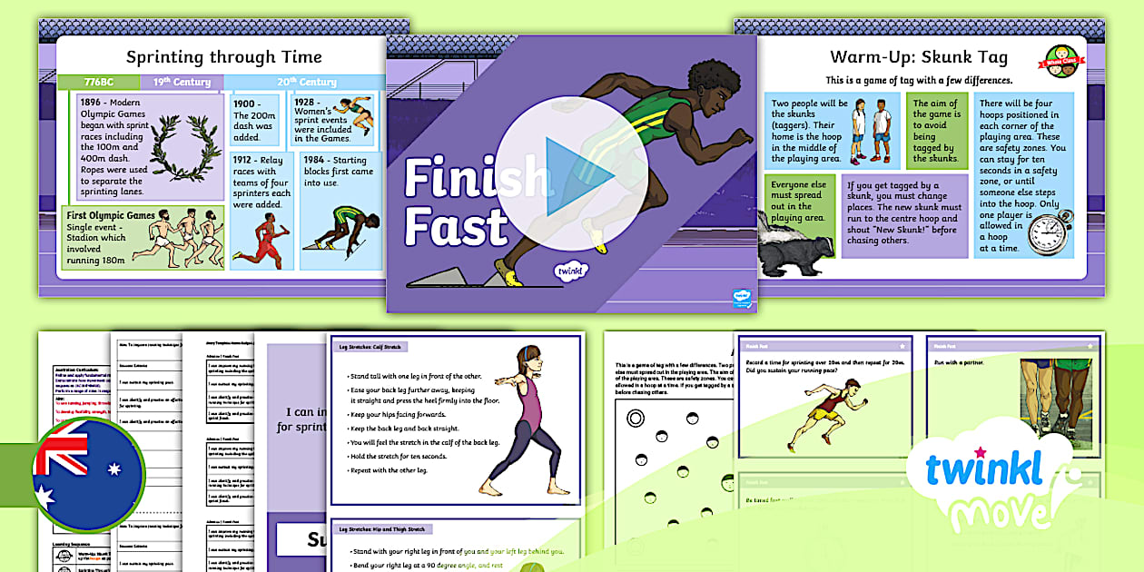 Year 4 Athletics Lesson 2: Finish Fast (Teacher-Made)