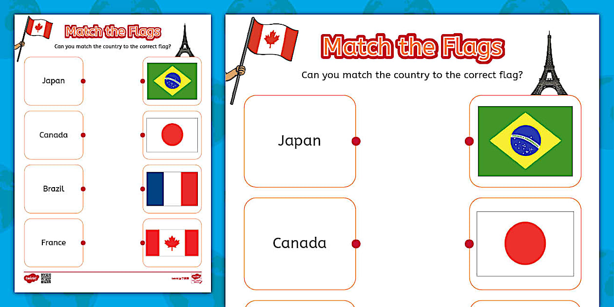 Flag Matching Worksheet (professor feito) - Twinkl