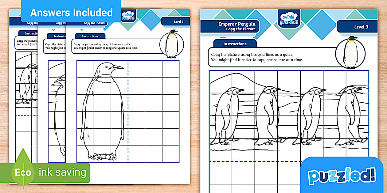 Emperor Penguin Drawing - Copy the Picture | Twinkl Puzzled
