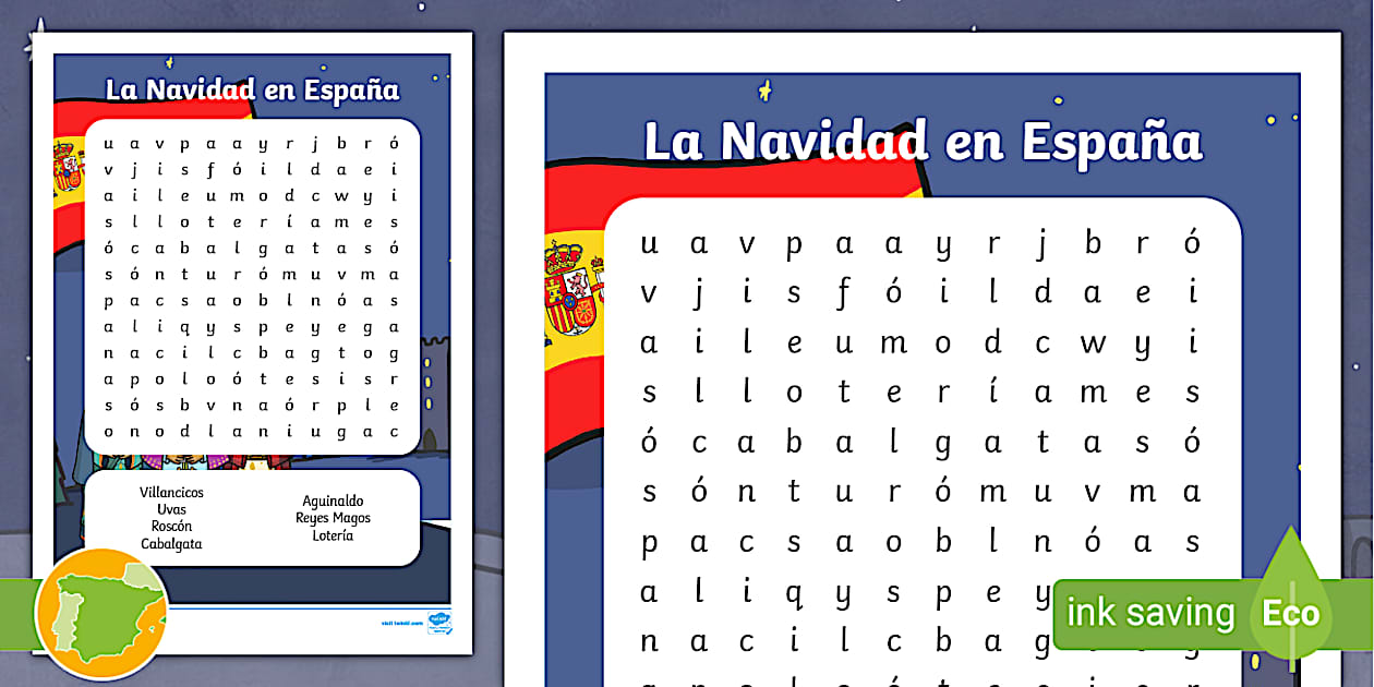 Navidad Word Search - Spanish lessons - Christmas-Themed