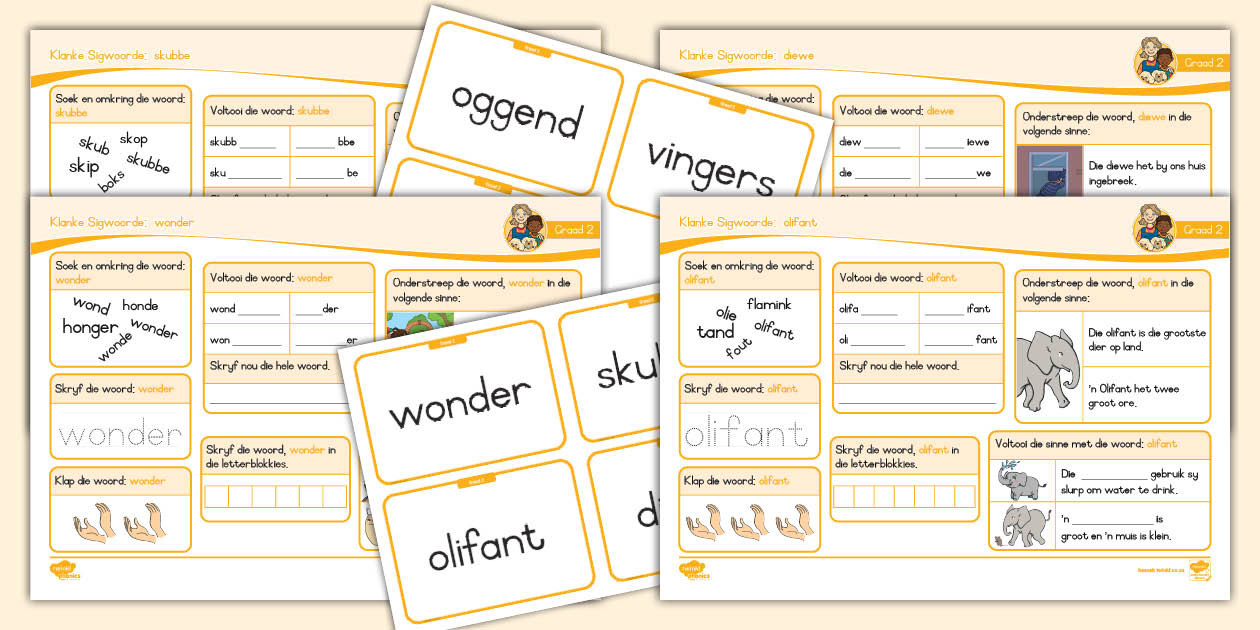 FREE! - Graad 2 Klanke Sigwoorde sl- (teacher made) - Twinkl