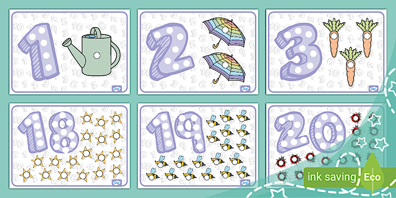 Numbers 0 - 20 Fingerprint Art Activity (teacher made)