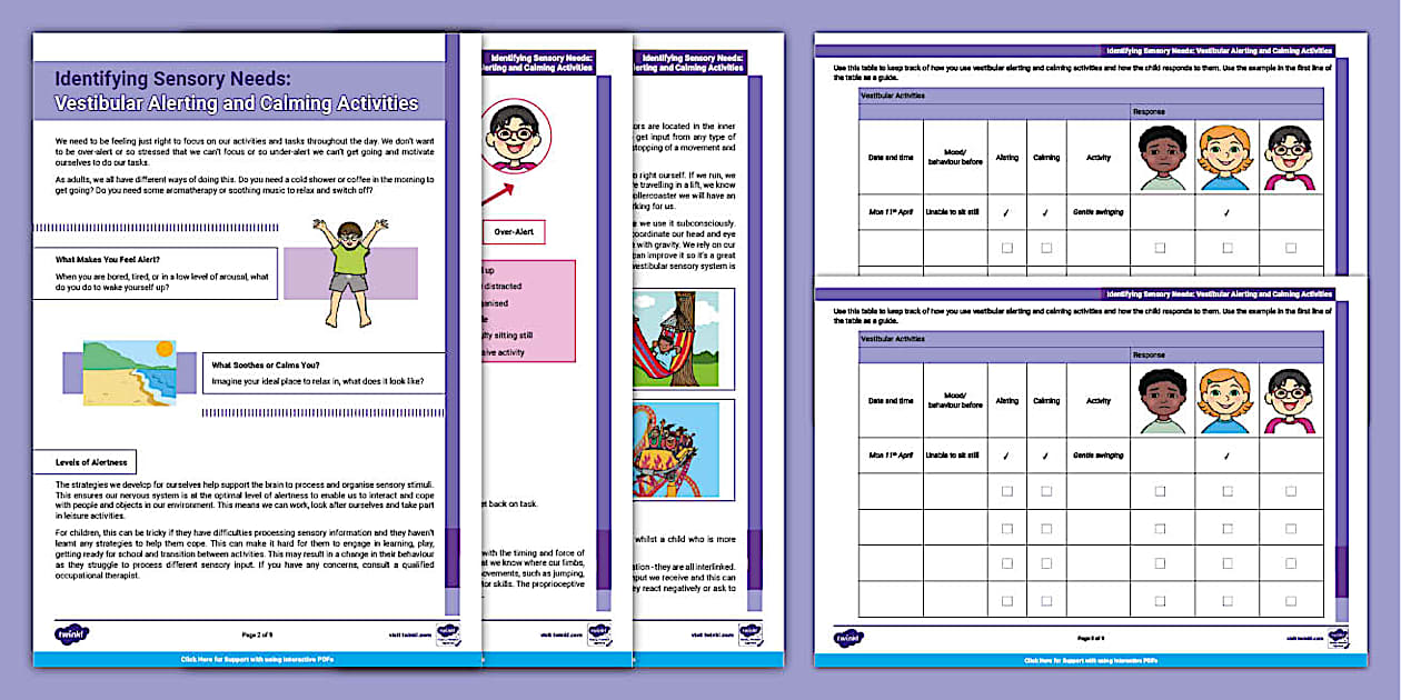 Identifying Sensory Needs: Vestibular Alerting and Calming Activities