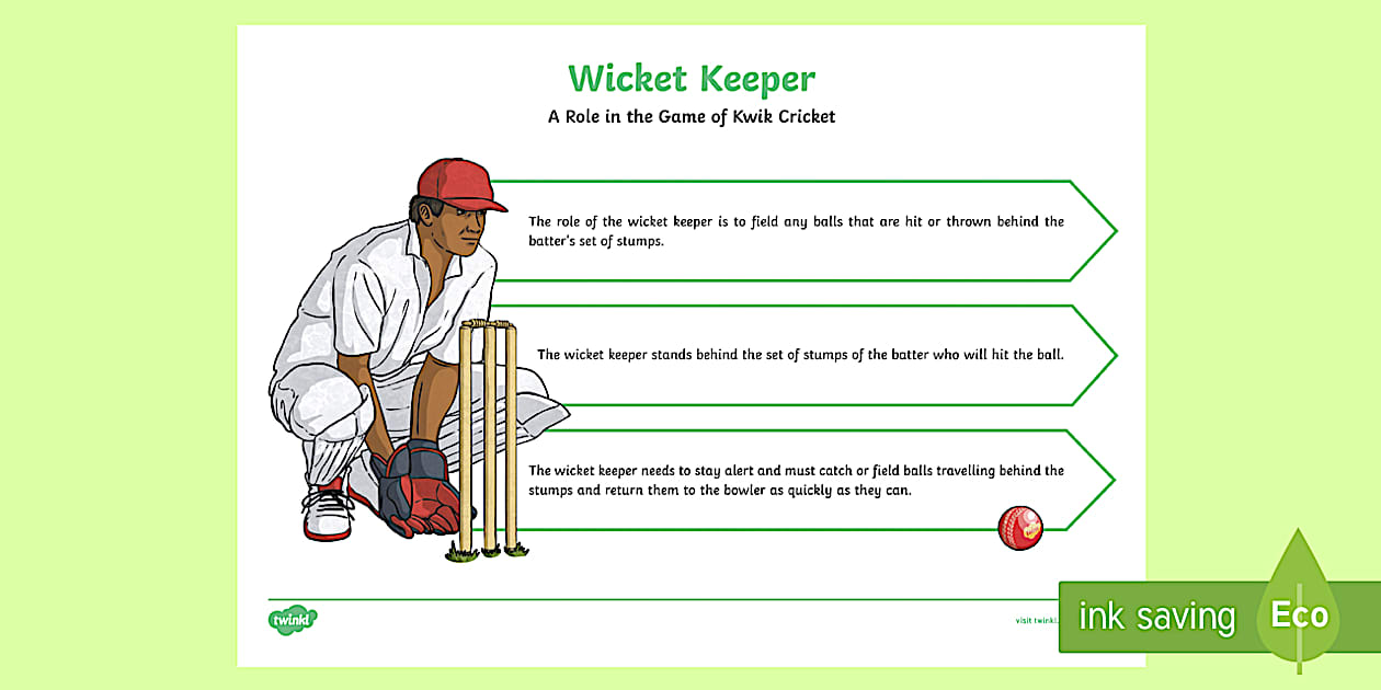 Kwik Cricket Wicket Keeper Pupil Knowledge Sheet - Twinkl