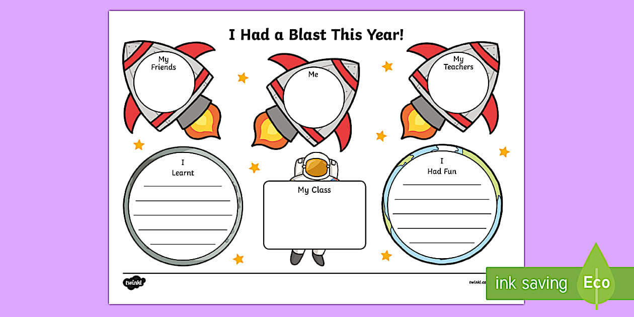 End of Year Space Themed Worksheet / Worksheet - Twinkl