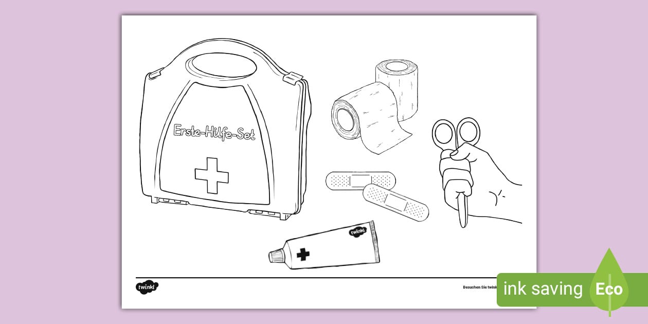 Erste Hilfe - Ausmalbild (teacher made) - Twinkl