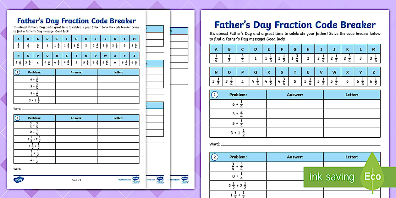 Father’s Day Code Breaker Activity Worksheet | Twinkl USA